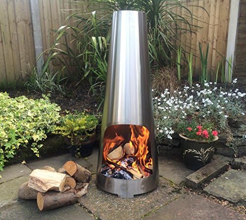Made O' Metal Stainless Steel 110cm Garden Patio Cone Chimenea Log ...