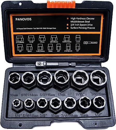 PANOVOS Screw Bolt Nuts Extractor Socket Set, 14 Pieces Impact Bolt ...