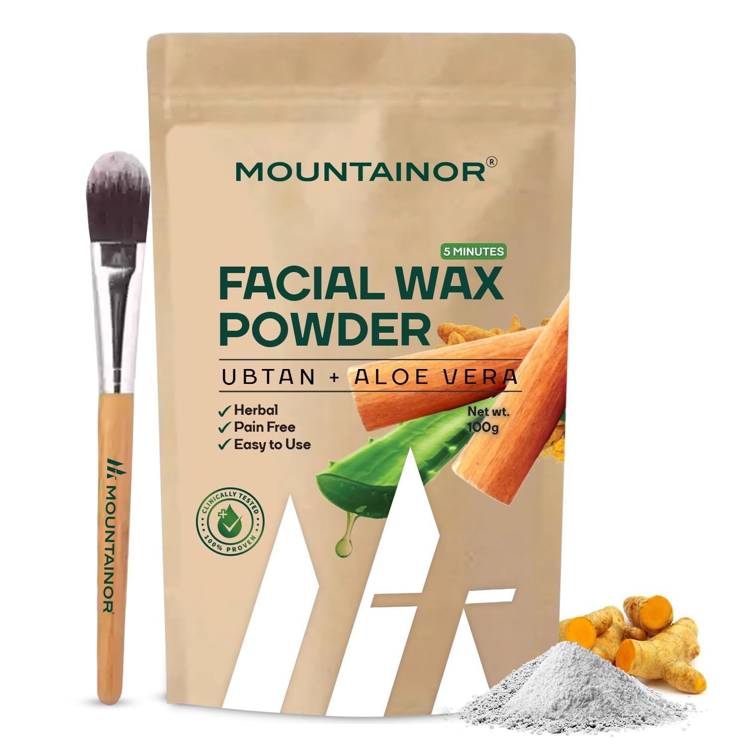 MOUNTAINOR Ubtan Facial Wax Powder with Sandalwood & Aloevera, Painless ...