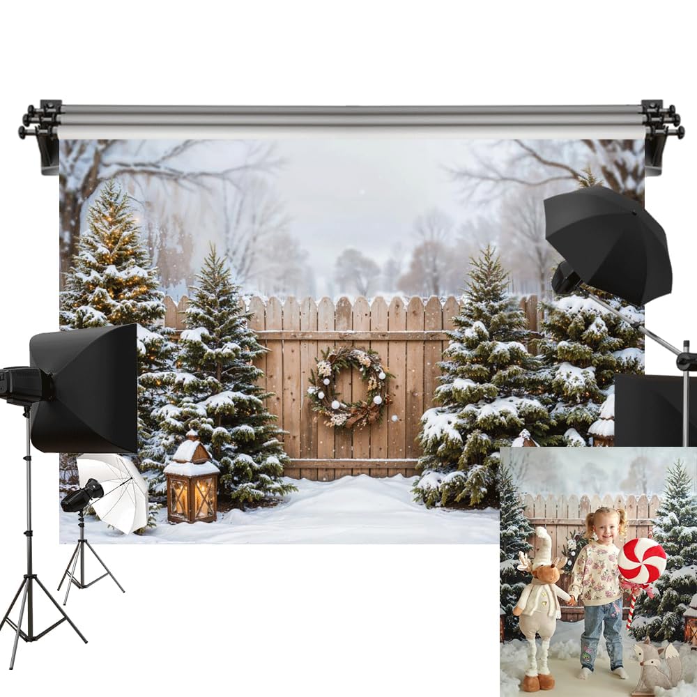Amazon.com : Kate 7x5ft/2.2x1.5m Christmas Backdrop Snowy Garden Xmas ...