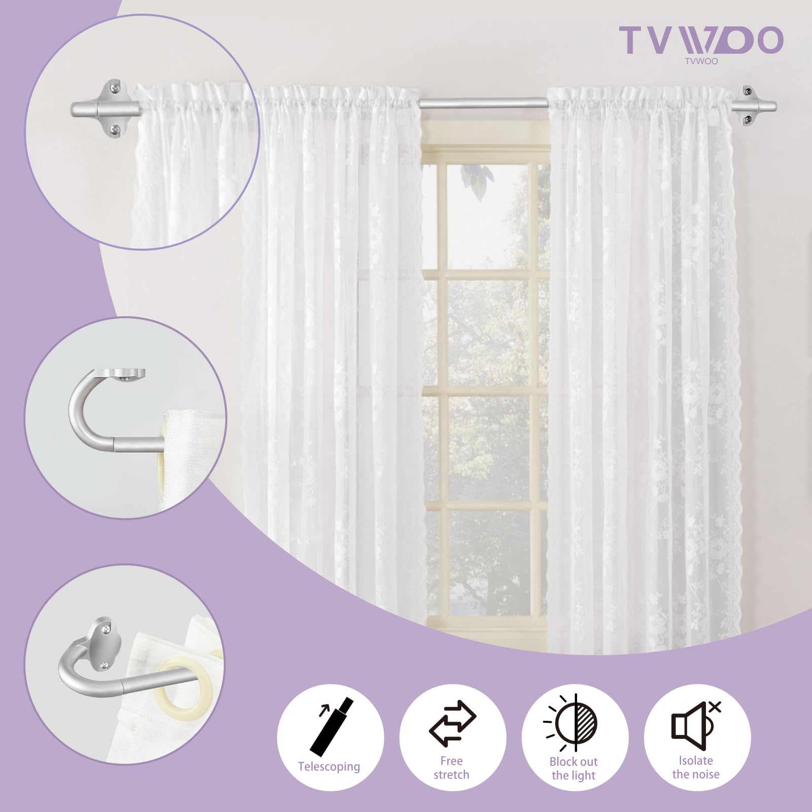 TVWOOÂ 2 PackÂ Wrap Around Curtain Rods,SilverÂ Curtain RodsÂ 28 toÂ ...