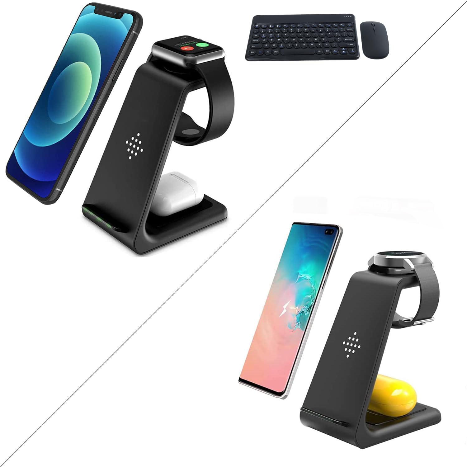 Amazon.com: Wireless Charger 3 in 1 Fast Wireless Charging Station for ...