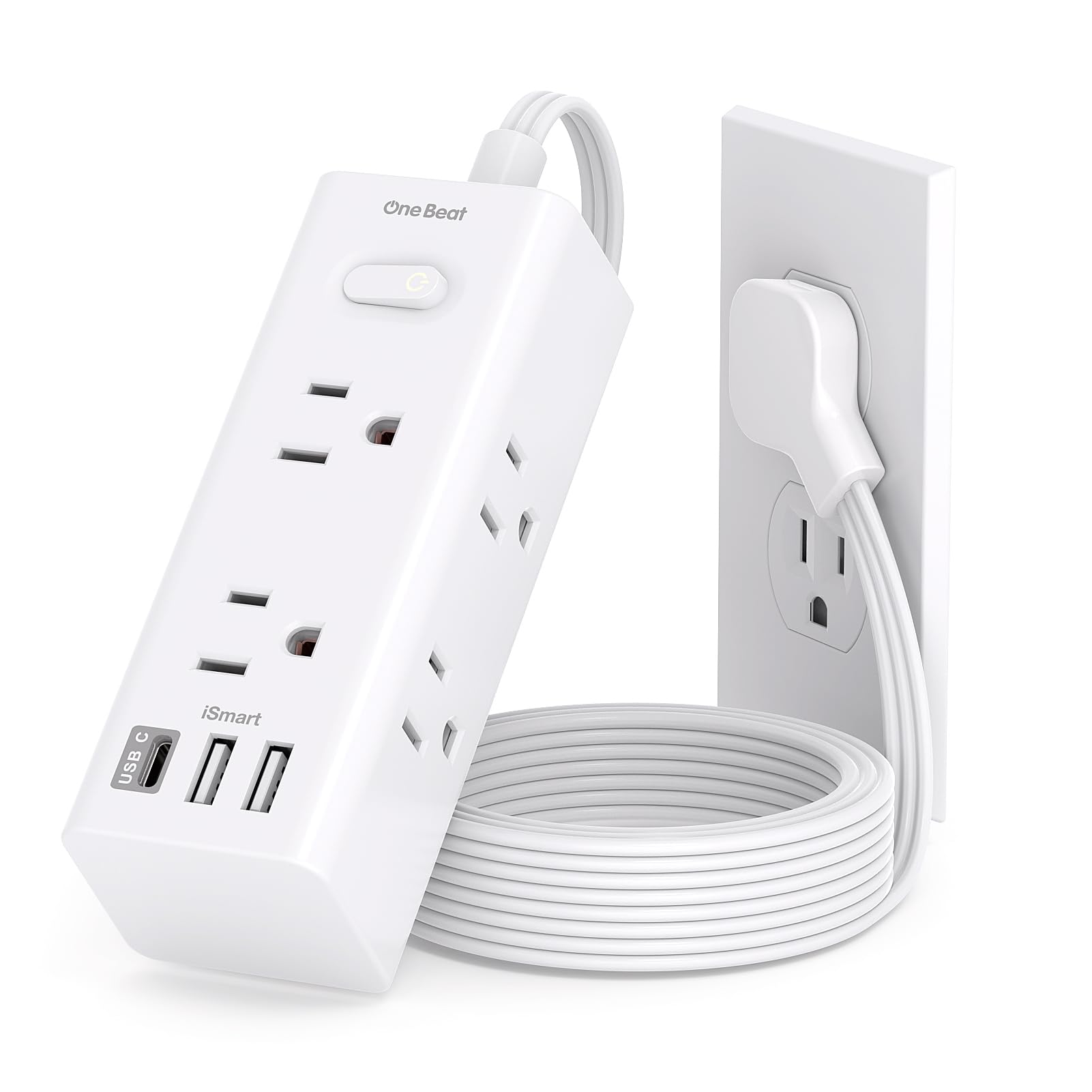 Amazon.com: 5Ft Extension Cord with Multiple Outlets, Flat Plug Power ...