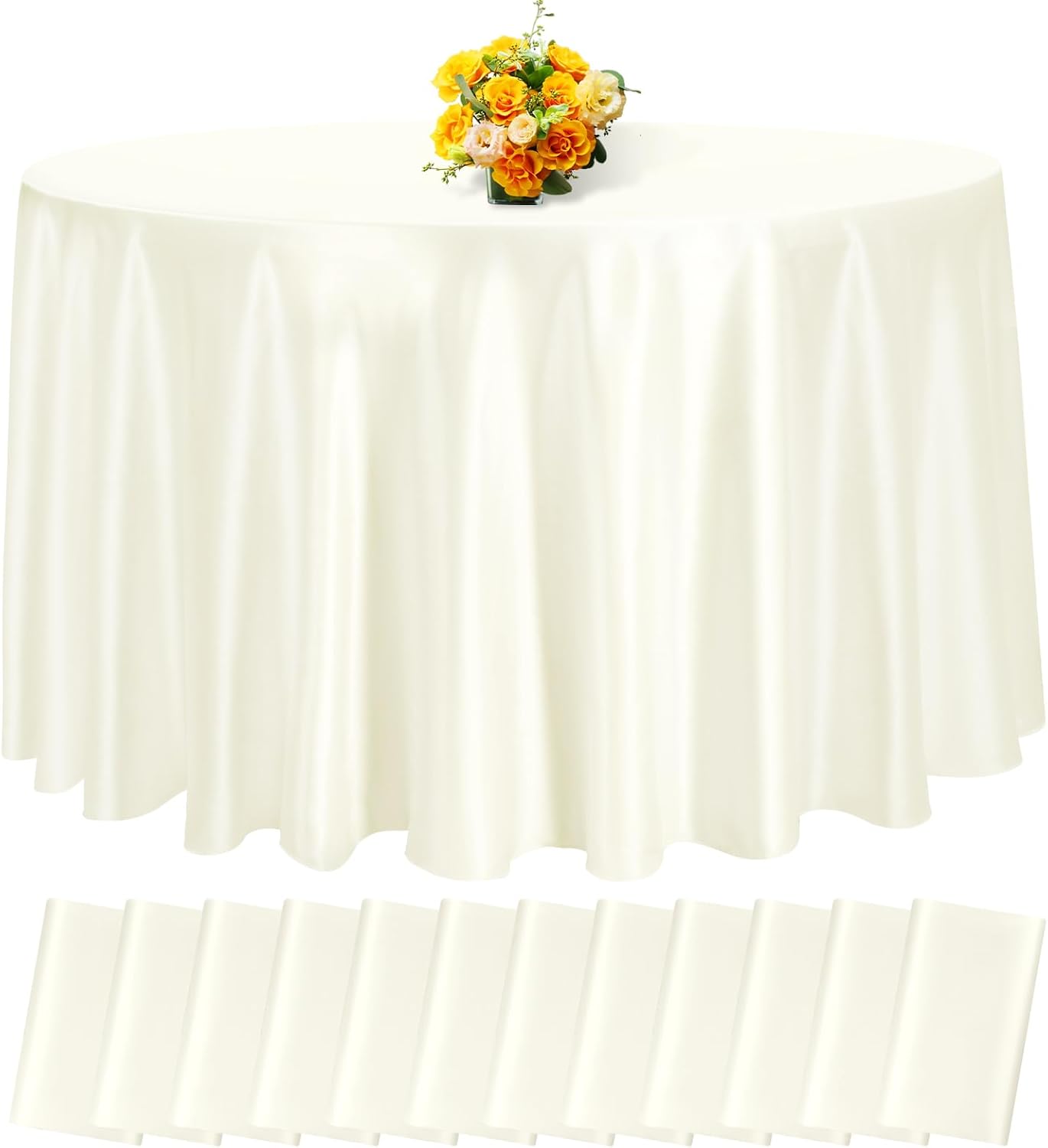 Amazon.com: fani 12 Pack 108 Inch Ivory Satin Tablecloth - Premium ...