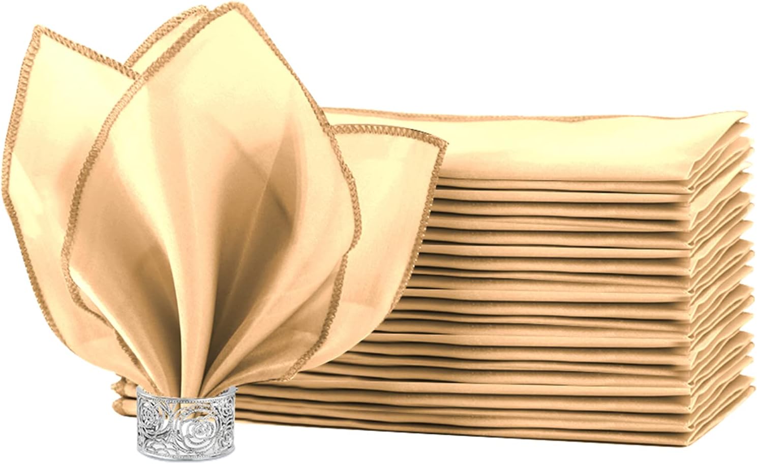 HEMEIREN 12Packs Cloth Napkins, Champagne Gold Satin Cloth Napkins, 20 ...