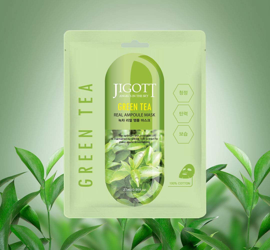 Buy JIGOTT GREEN TEA Real Ampoule Korean Mask Sheet Pack - 10 pcs - 100 ...
