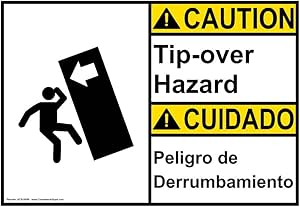 Amazon.com : ANSI CAUTION Tip-Over Hazard With Symbol Bilingual Sign ...