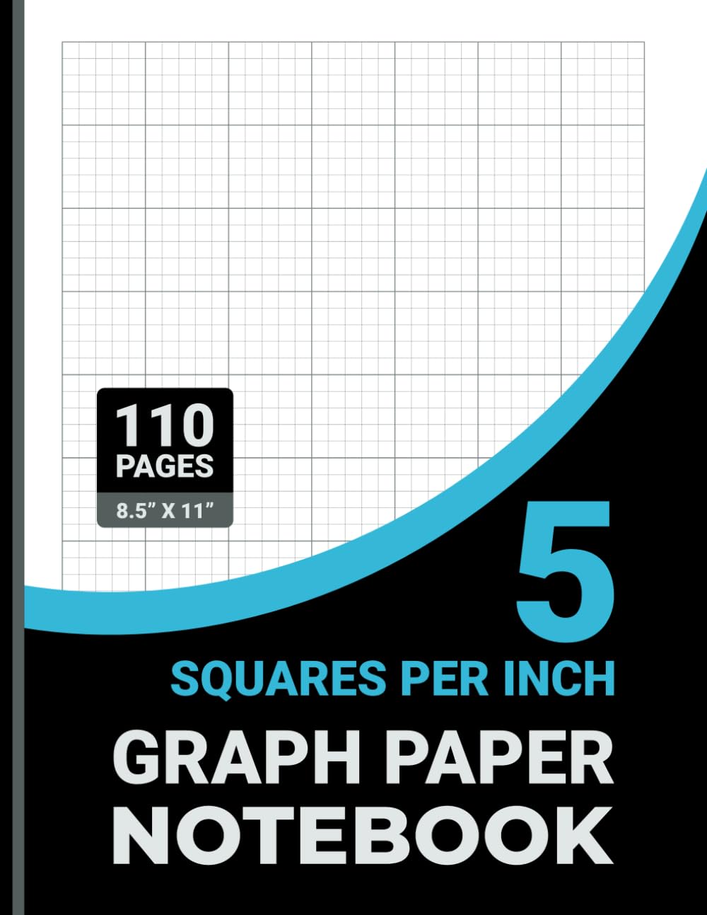 Graph Paper 5 Squares Per Inch Notebook: 1/5 Inch Squares, 5x5 Grid ...