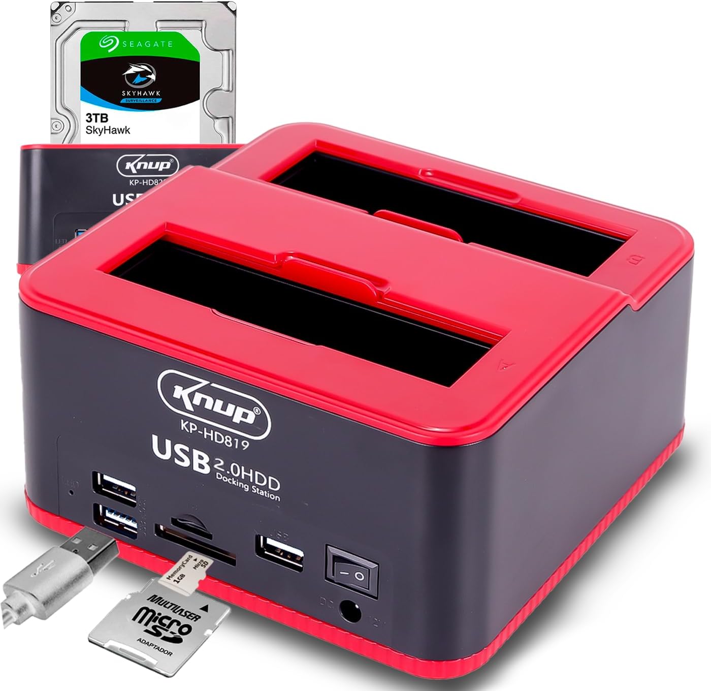 Case Knup Dock Station Para HD Sata 2,5 ou 3,5 SD Card e Pendrives USB ...