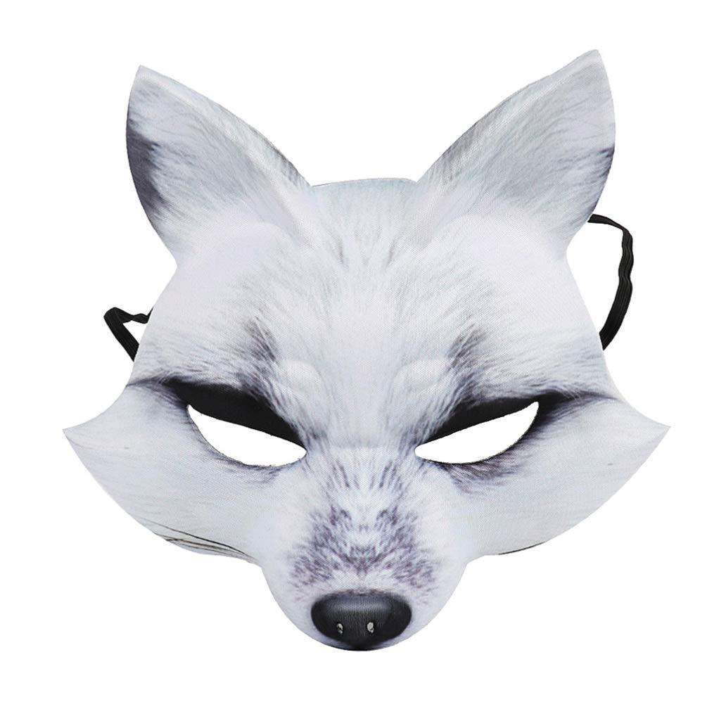 Amazon.com: AMOSFUN Halloween Fox Half Mask Cosplay Animal Face Mask ...
