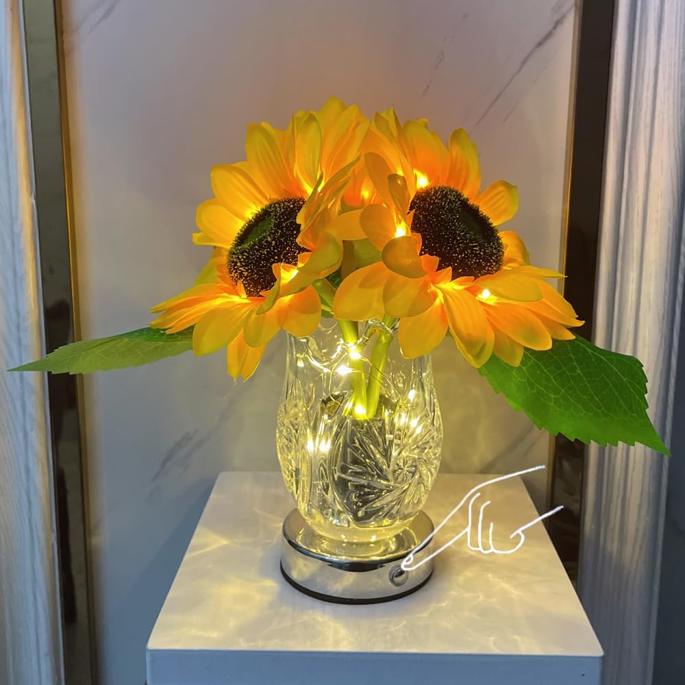 Amazon.com: YUNBIAOSEN Sunflower Lamp Artificial LED Sunflower Flowers ...