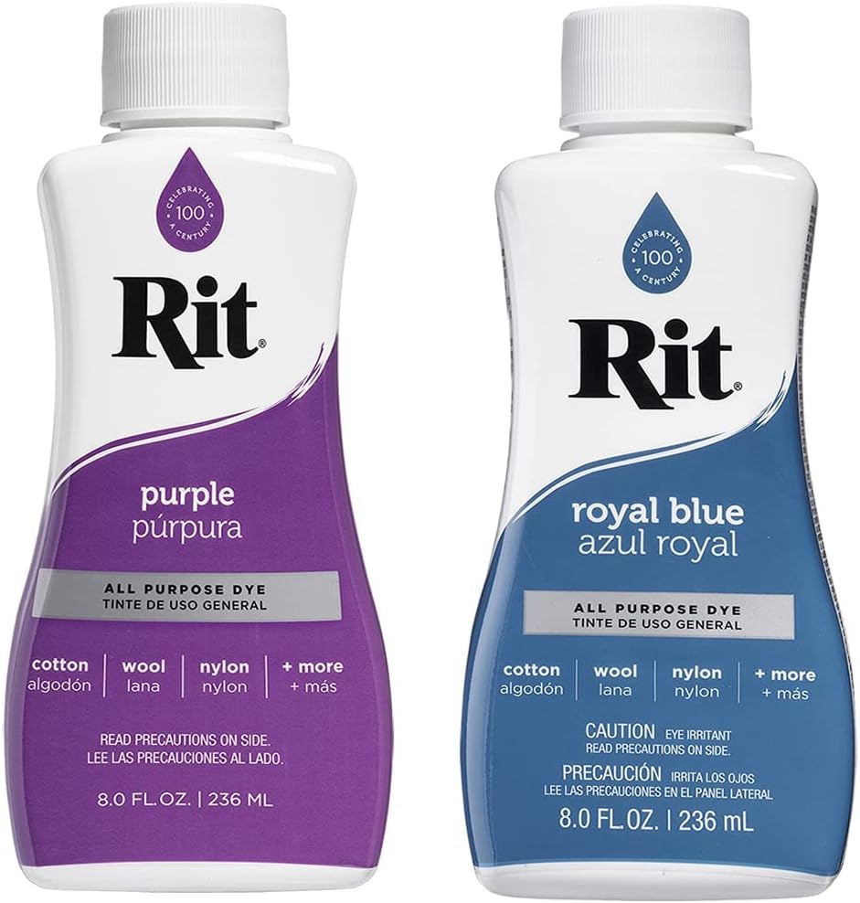 Amazon.com: Rit All-Purpose Liquid Dye, 8 Oz, Purple and Royal Blue Bundle