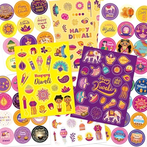 Amazon.com: Happy Diwali Stickers for Kids 24 Sheets Assorted Stickers ...