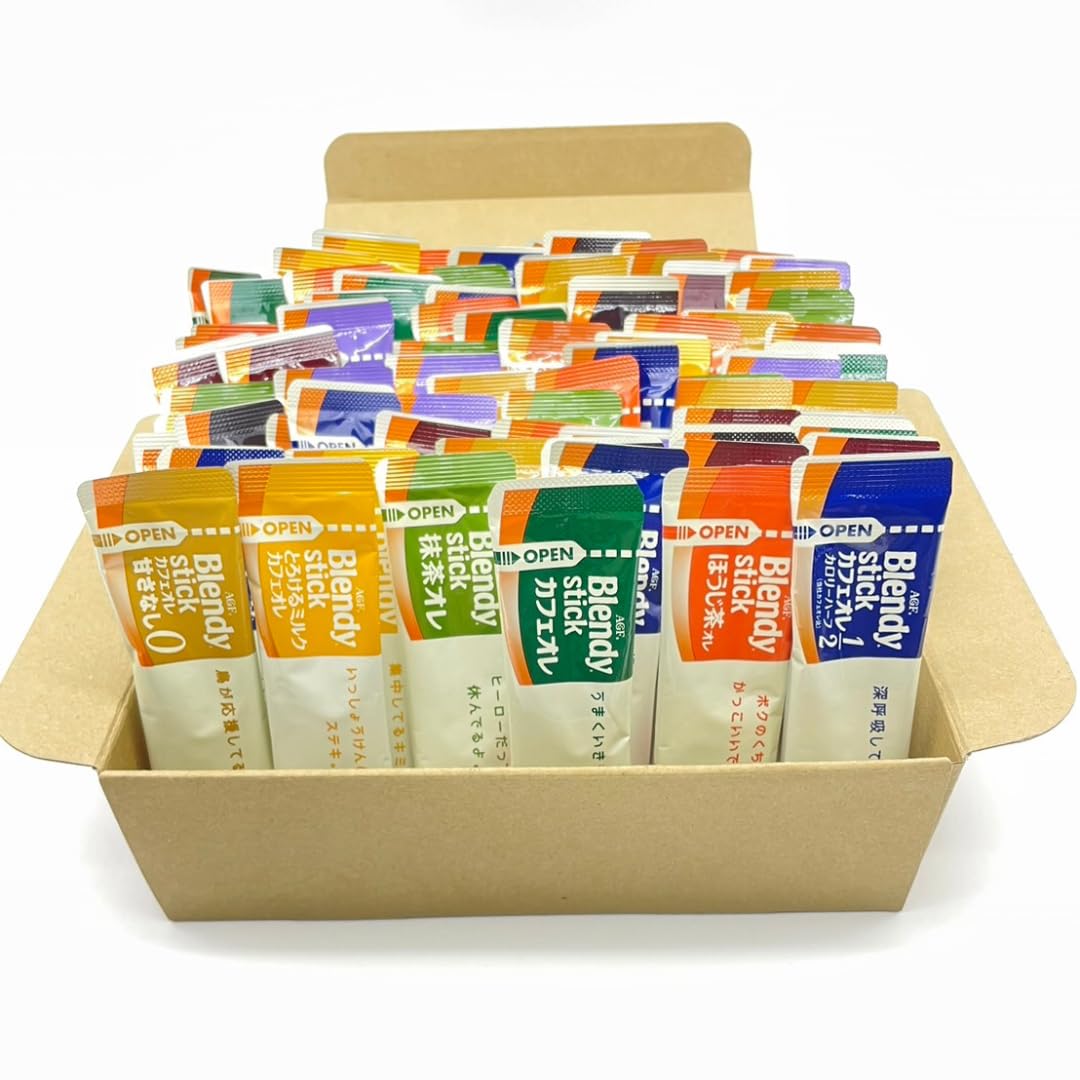 Amazon | AGF ブレンディ スティック 全10種 50本バラエティセット 飲み比べ カフェオレ 詰め合わせ アソート ギフト 差し入れに 限定おしぼり付き… (10種, 50本入り ...