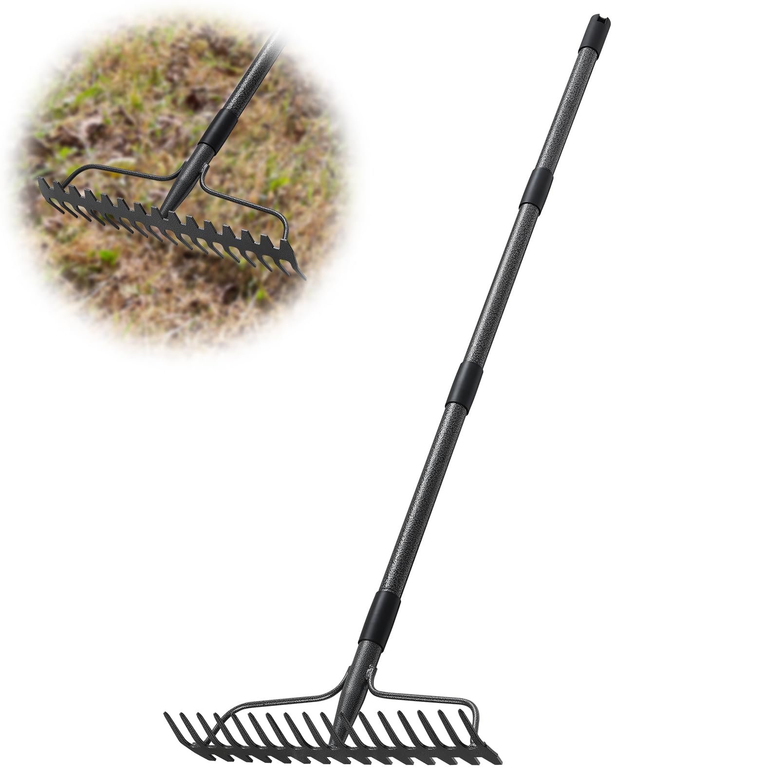 Amazon.com : Garden Rake, 6FT Bow Rake Heavy Duty Leveling Rake with ...