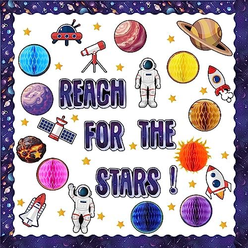 Amazon.com : Taobary 117 Pcs 3D Outer Space Classroom Bulletin Board ...