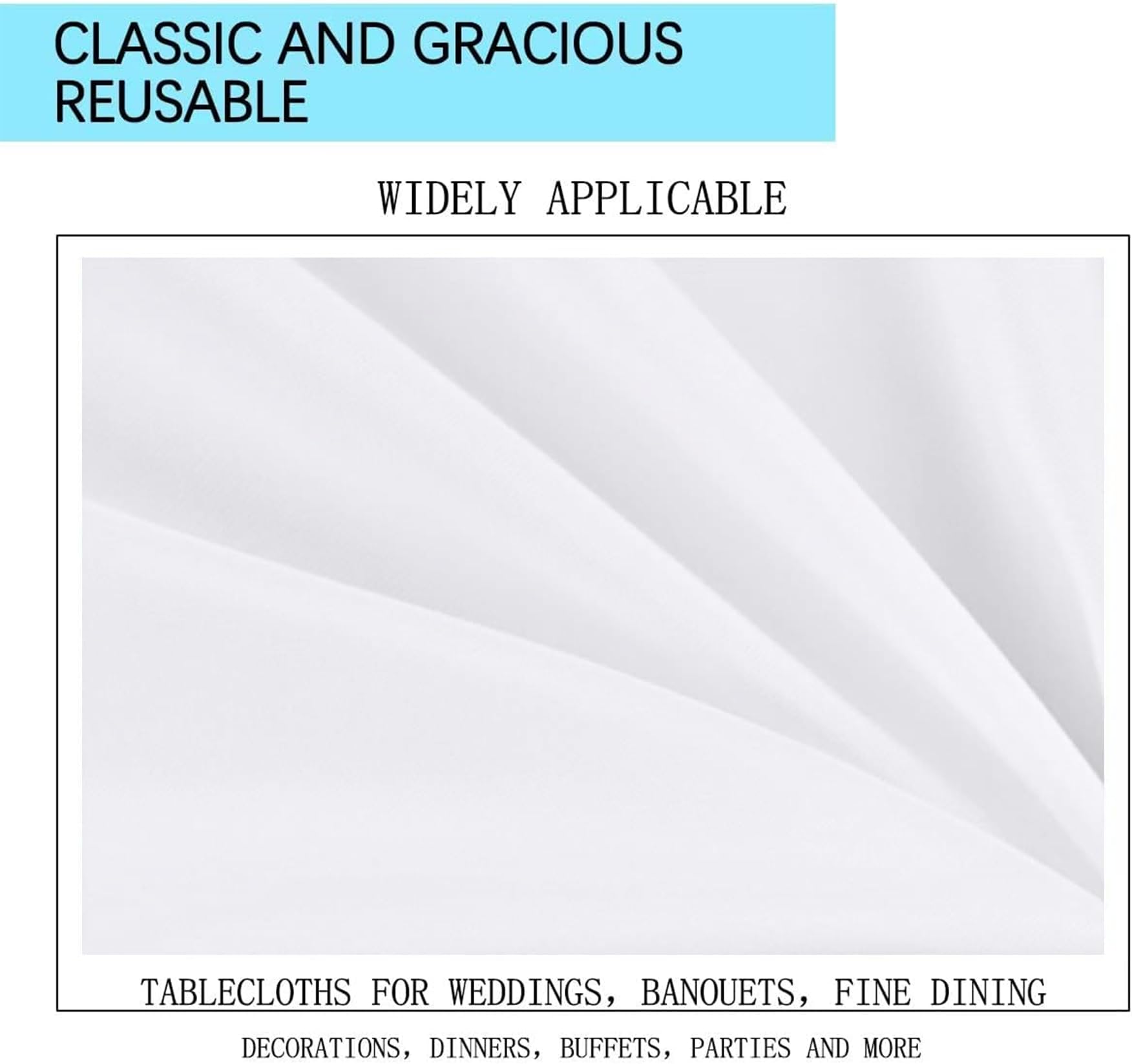 HASJOIN 10 PackWhite Tablecloths for 8 Foot Rectangle Tables 90x132 ...