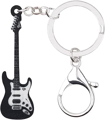 WEVENI Acrylic Music Bass Electric Guitar Keychains for Women Girls ...