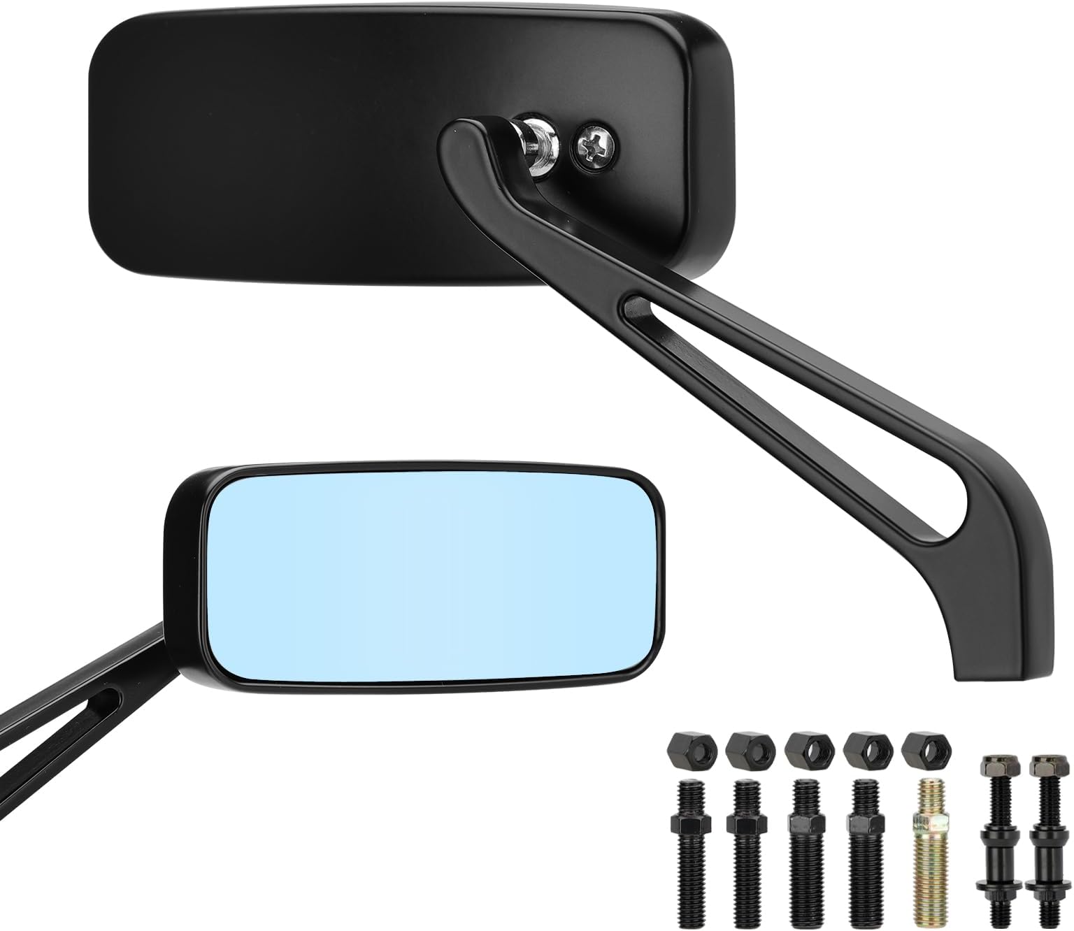 Amazon.com: VG MOTO Motorcycle Rectangle Rearview Mirror 8mm 10mm Blue ...
