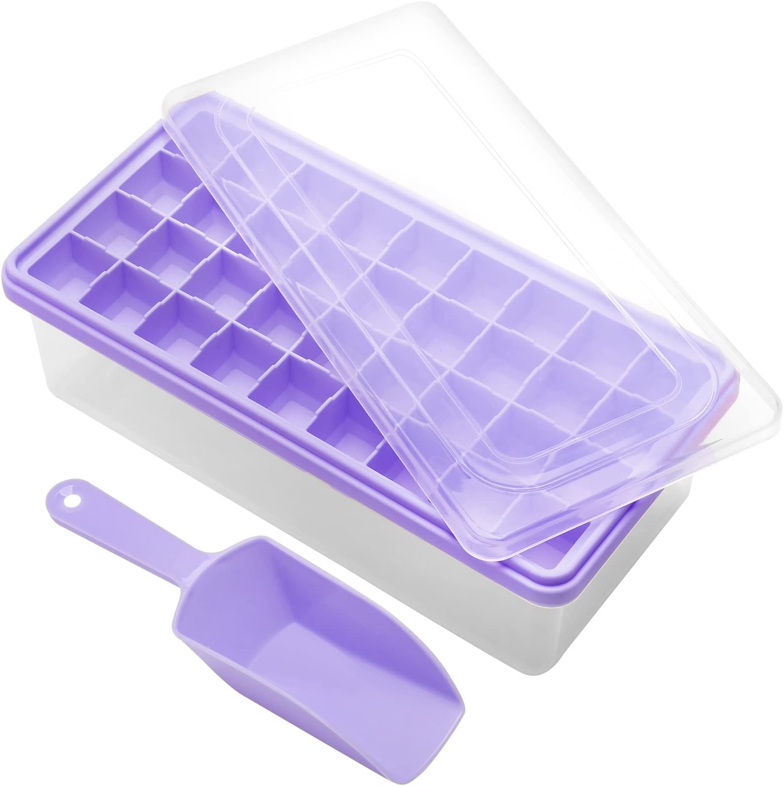 Amazon.com: Ice Cube Tray with Lid and Bin, 37 Nugget Silicone Ice Tray ...