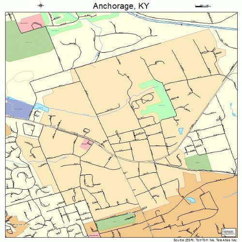 Large Street & Road Map of Anchorage, Kentucky KY - Printed poster size ...