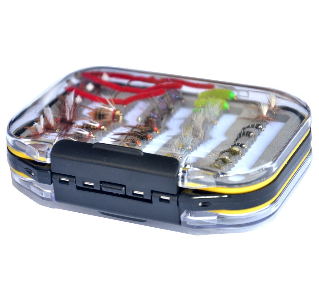 Outdoor Planet Double Side Waterproof Pocketed Fly Box + Assorted Trout ...