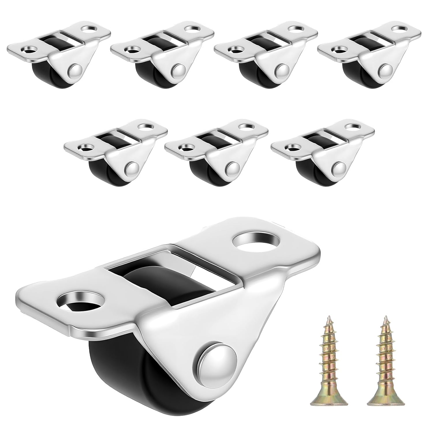 Amazon.com: 8 Pcs Mini Fixed Caster Wheels, 1/2 Inch Low Profile Silent ...
