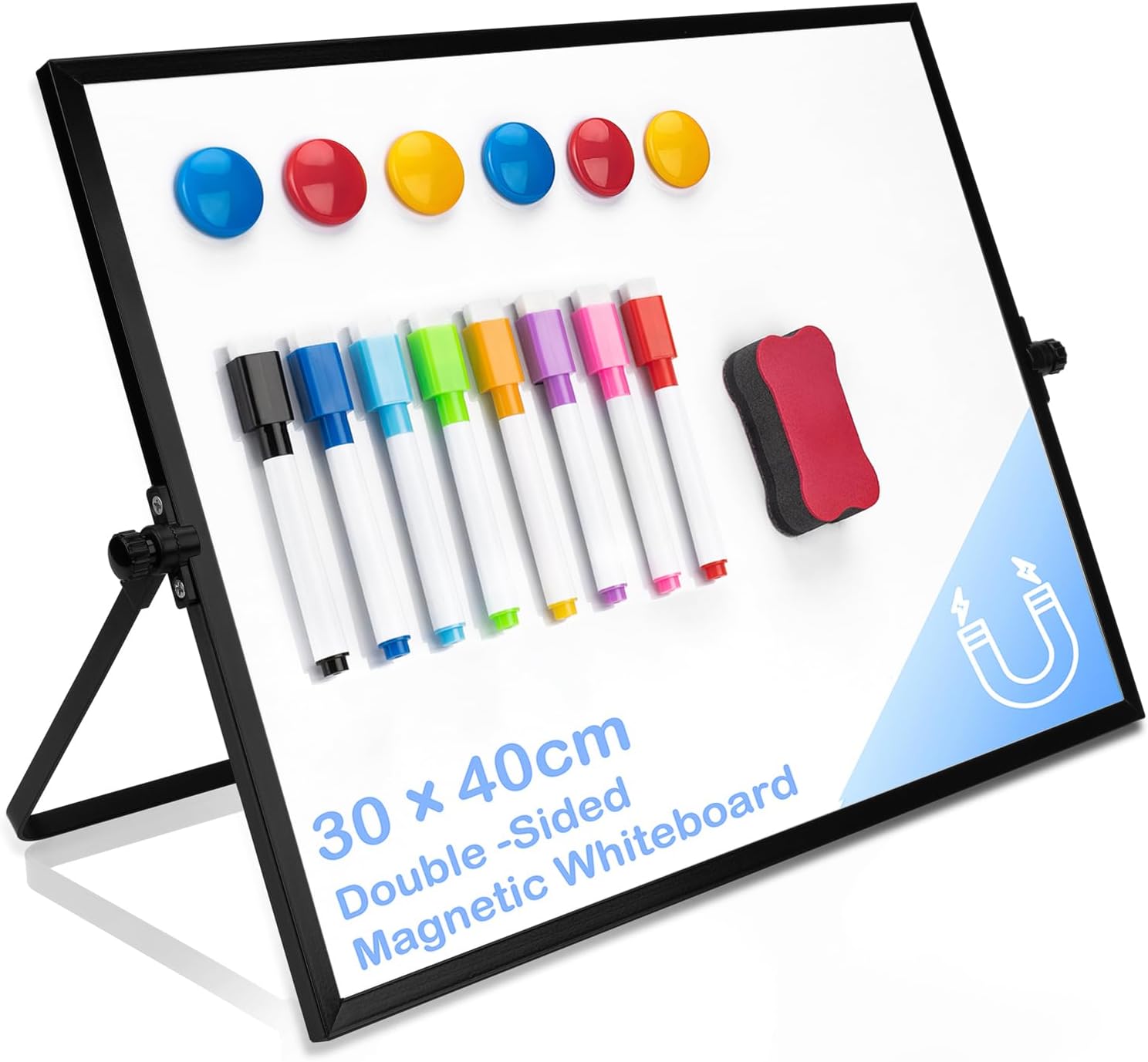 Swansea A3 Magnetic Tabletop Whiteboard Stand Dry Erase Board Double ...