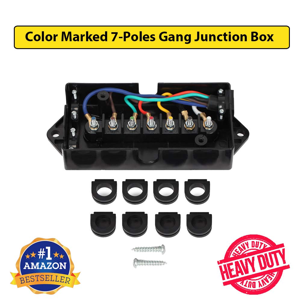 Buy 7 Way Trailer Wire Junction Box 7 Gang Junction Box Weatherproof ...