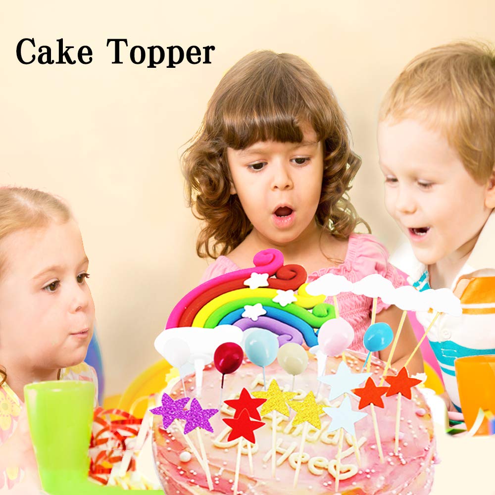 Lifreer 5Packs(21PCS) Cake Topper-Unicorn Rainbow Cake Topper, Balloon ...