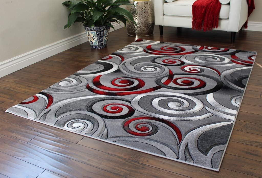 Amazon.com: Masada Rugs, Red Modern Contemporary Woven Area Rug, Hand ...