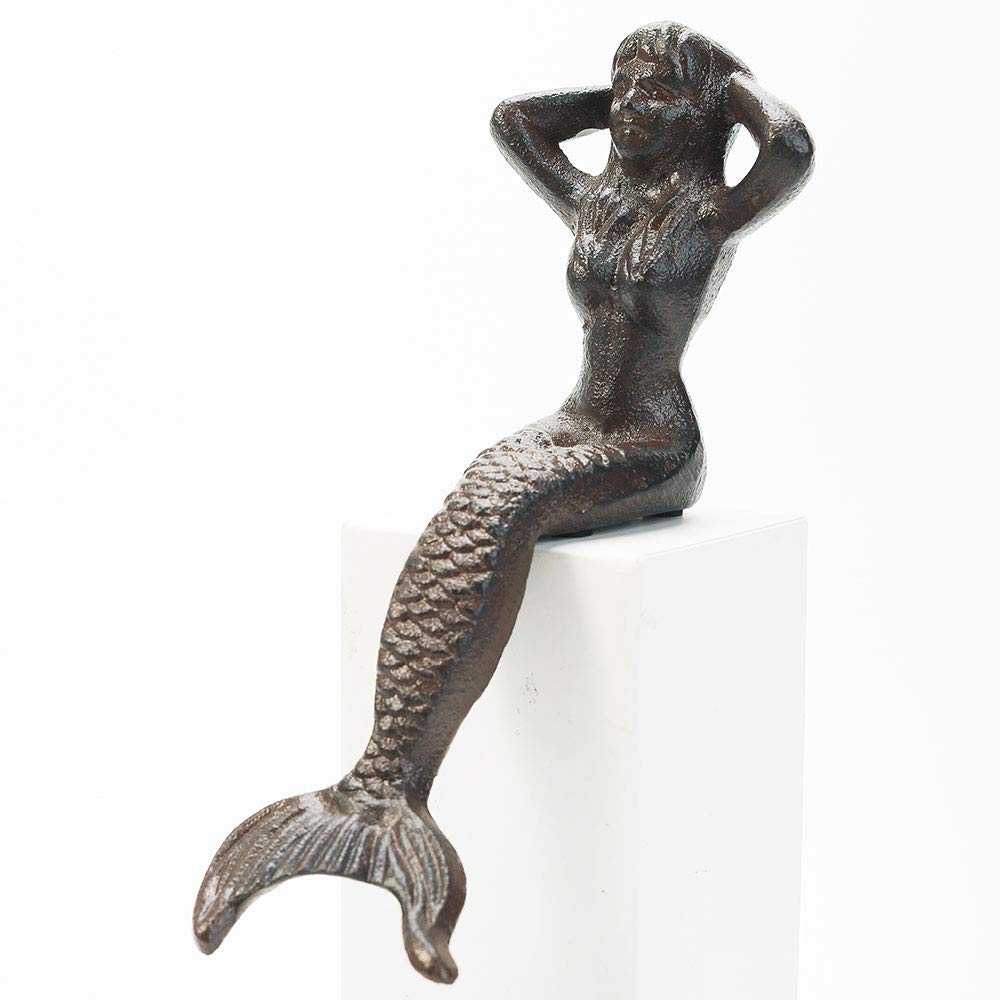 Buy Sungmor Heavy Duty Cast Iron Mermaid Statue - 26CM Tall Sitting ...