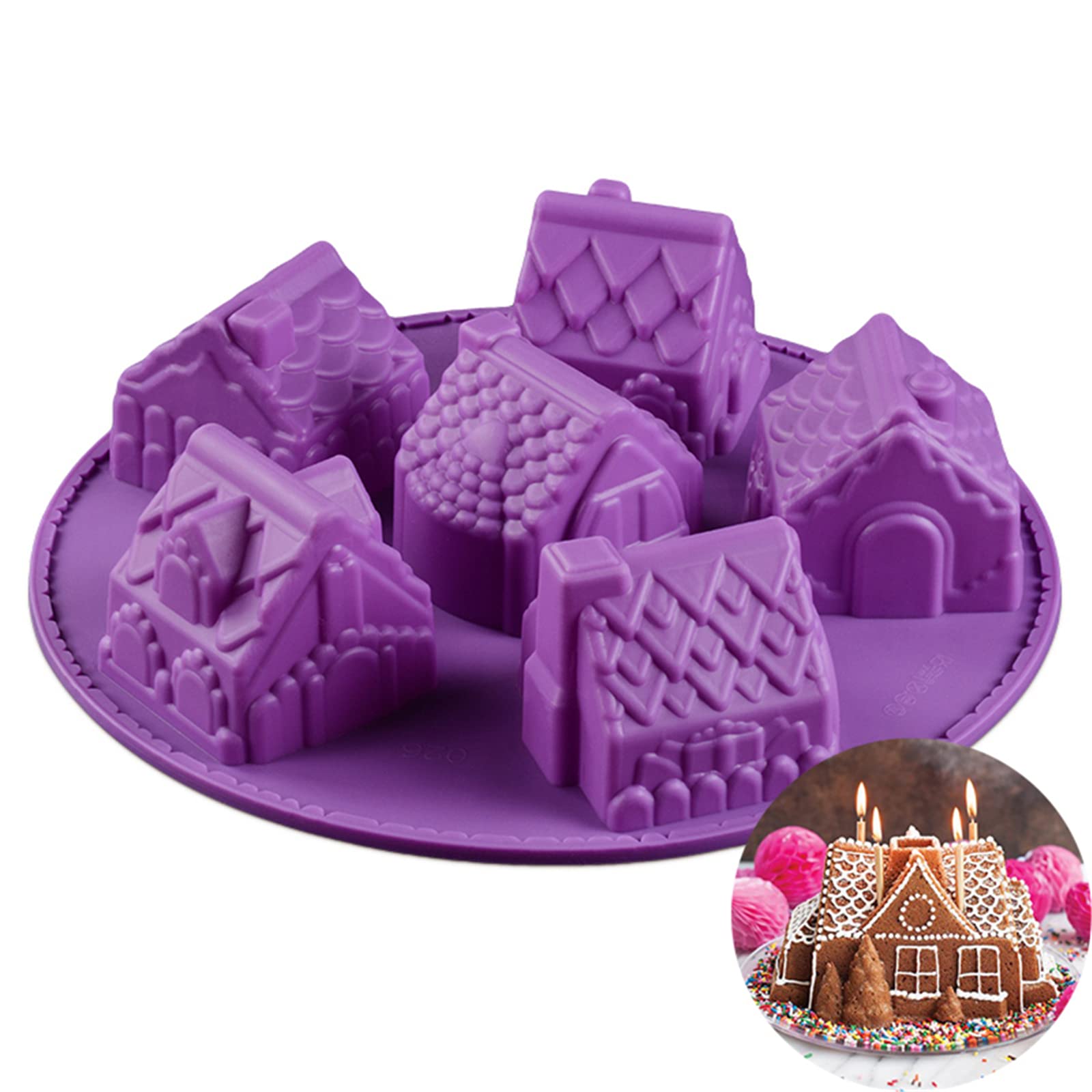 Amazon.com: 10.2'' Christmas Gingerbread House Silicone Baking Mold ...