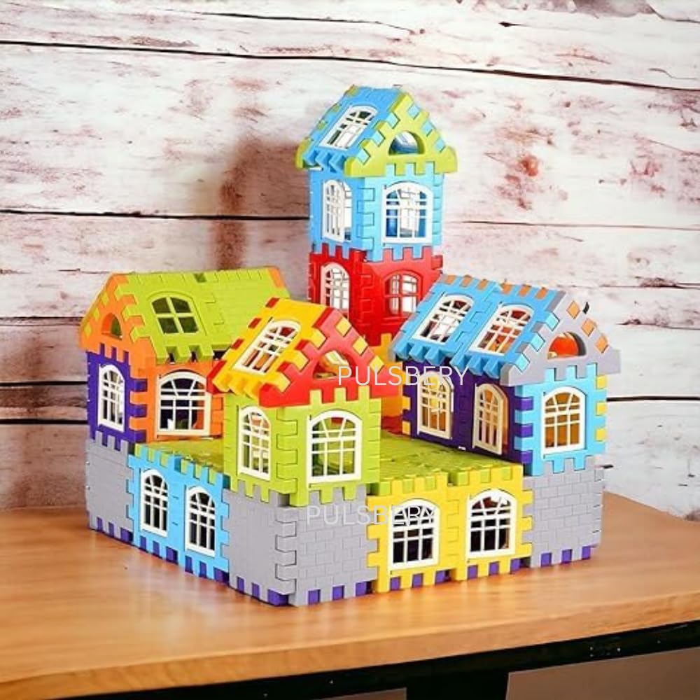 Constructing House With Plastic Blocks Educational DIY Toy: Building