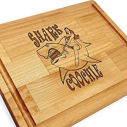 Amazon.com: Shark Coochie Board Funny Maple Charcuterie Board ...