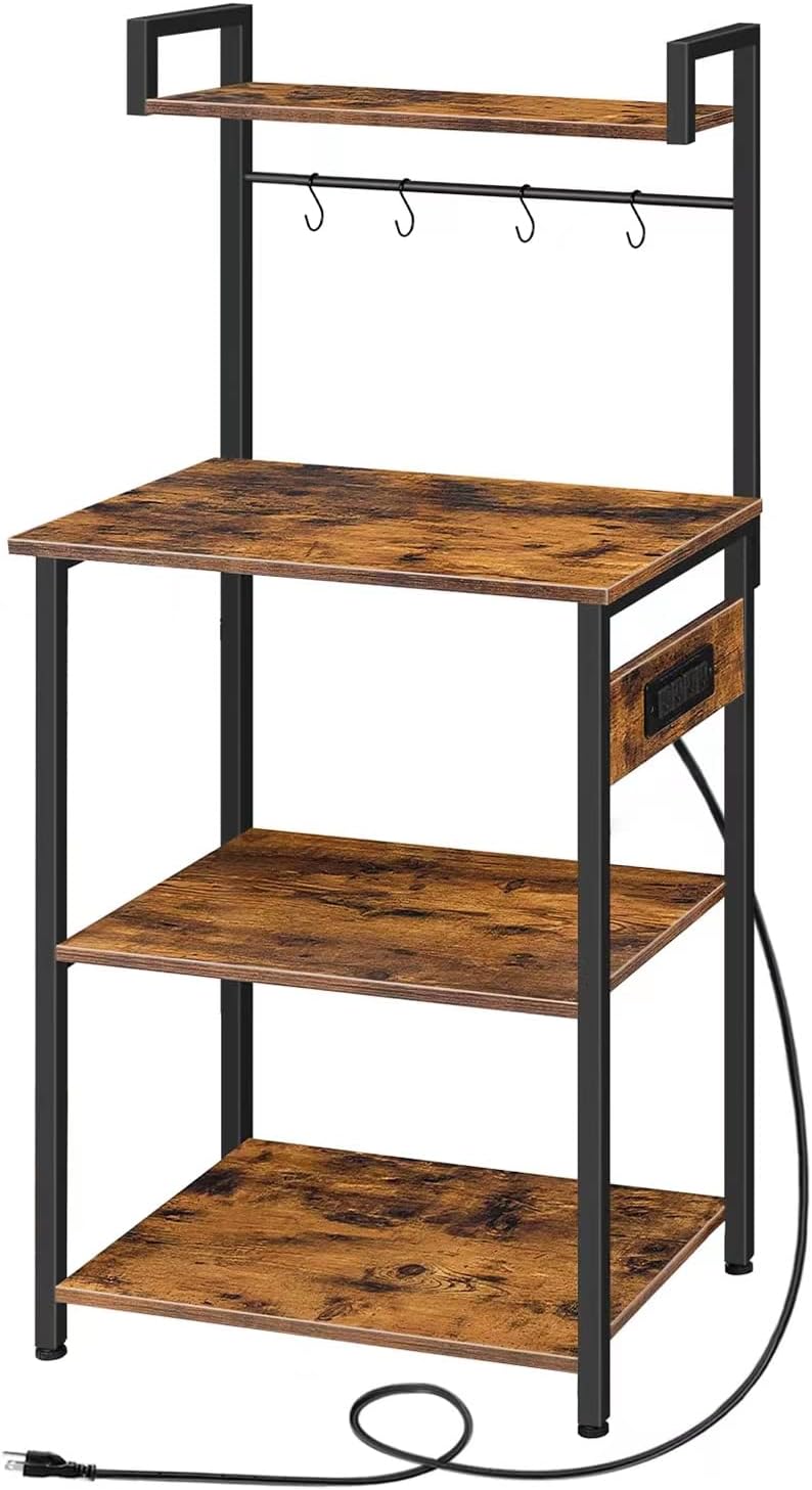 Amazon.com: V.ZQLAMZ Kitchen Bakers Rack with Power Outlet, Coffee Bar ...