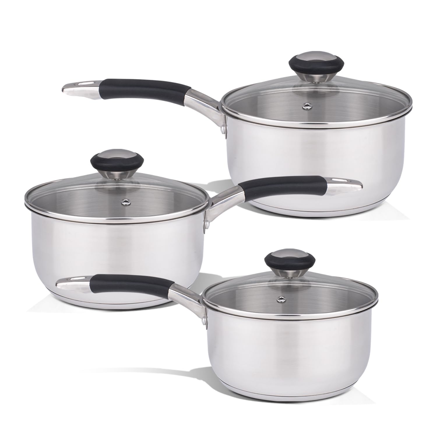 AKH HOUSEWARE Stainless Steel Non-Stick Saucepan Set | Induction Hob ...