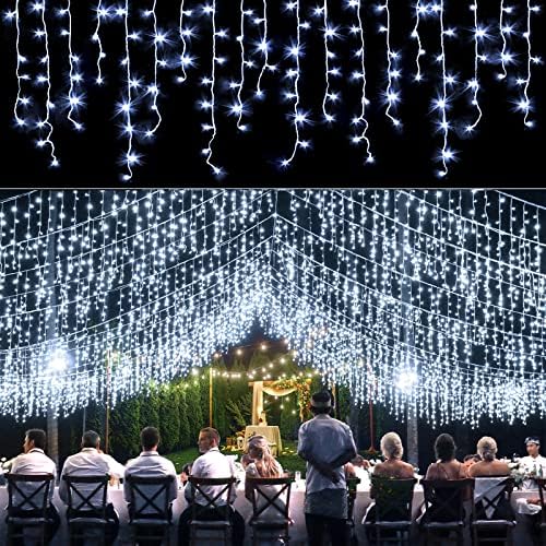 Amazon.com: LED Solar Icicle String Lights,36Ft/11M 264 LEDs Waterproof ...