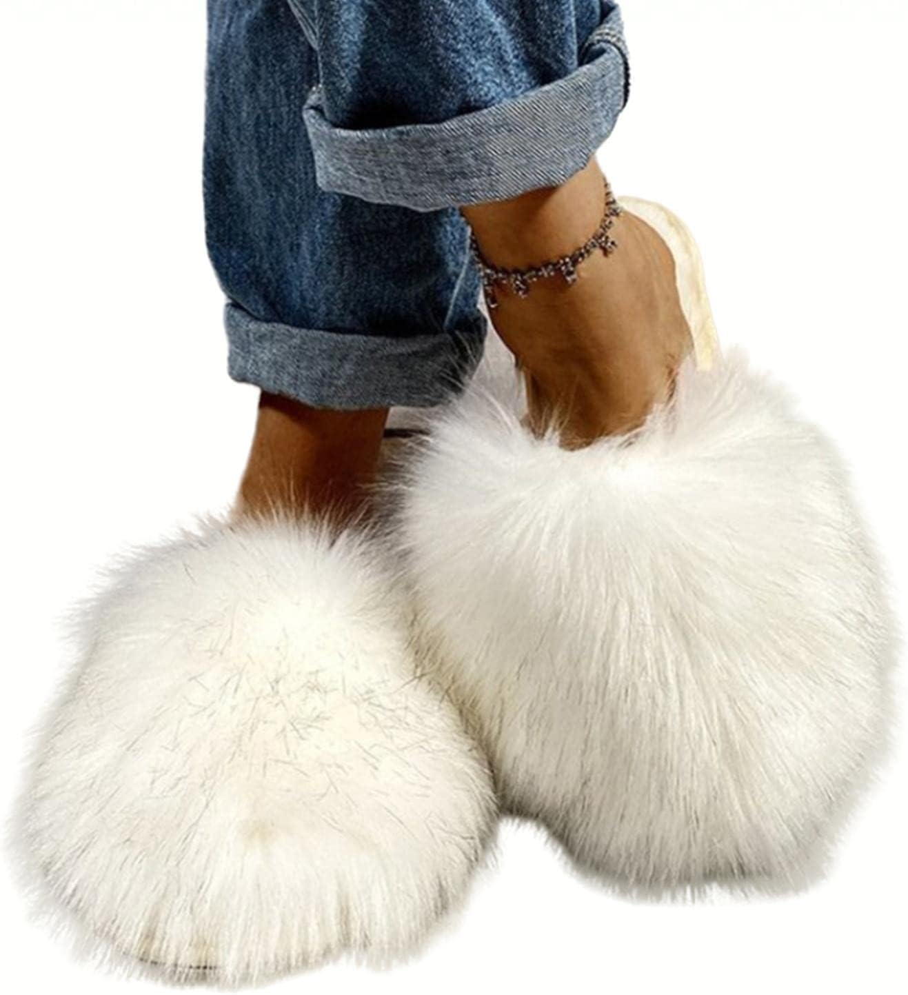 OVLAJ Pantofole Donna Slides for Women Fluffy Slifor per Infradito A ...