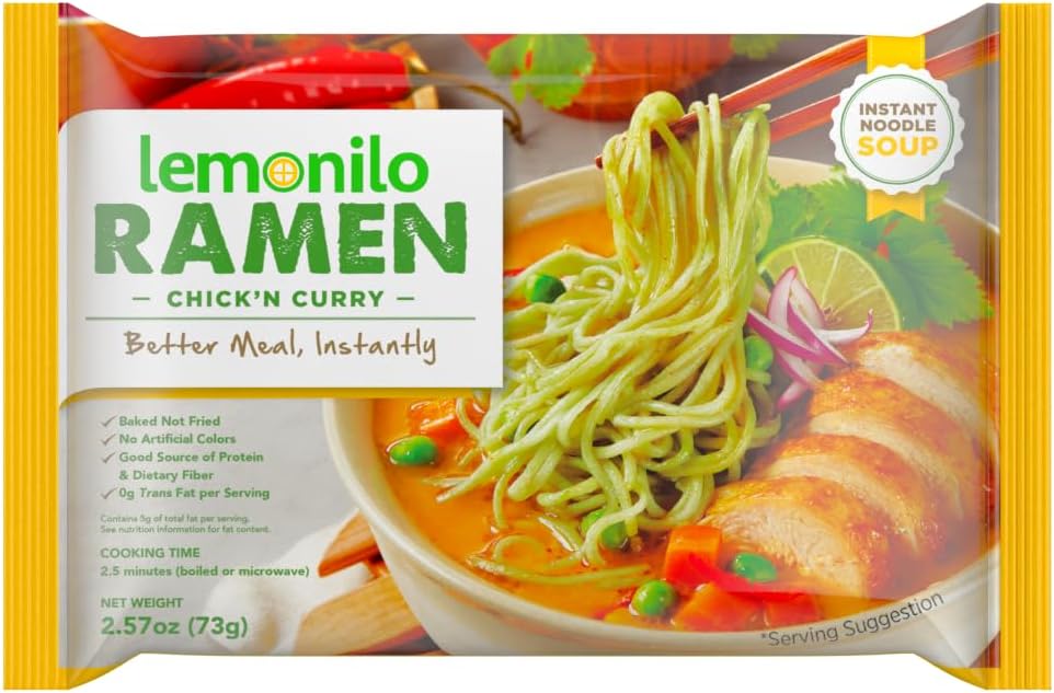 Amazon.com : Lemonilo Ramen - Chick'n Curry Soup - Healthy Instant ...