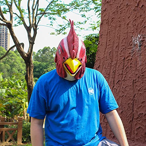Chicken Head Mask Adult Funny Rooster Mask for Halloween Costume Party ...