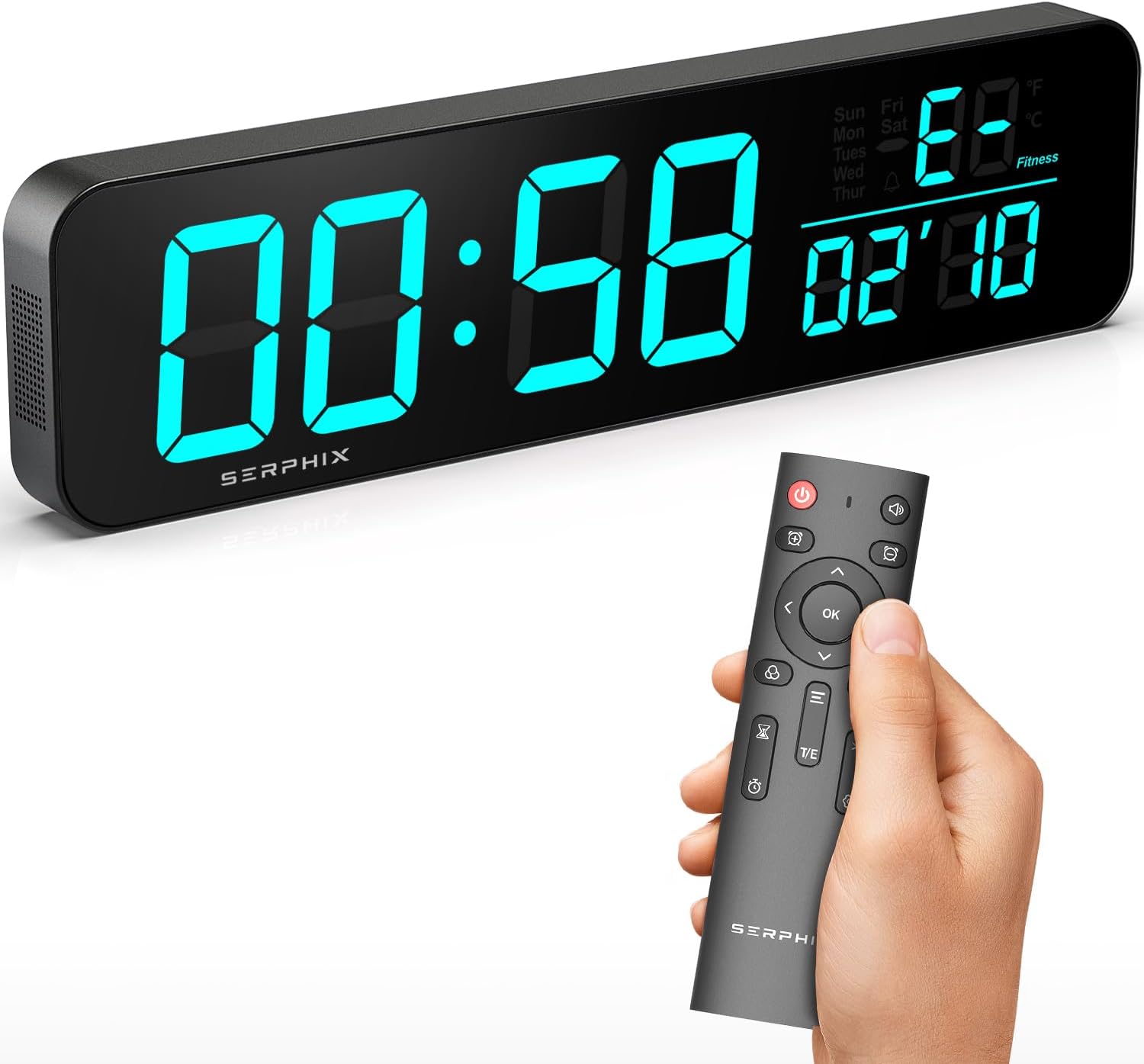 SERPHIX 15.2" Gym Timer with 10 LED Colors, Voice Countdown Alert ...