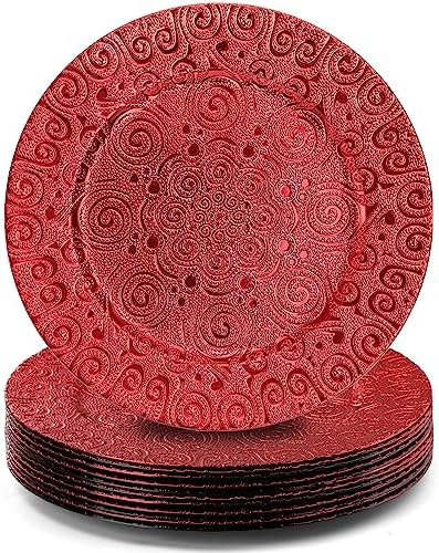 Amazon.com | SOUJOY 12 Pack Red Charger Plates, 13 Inch Dinner Plate ...