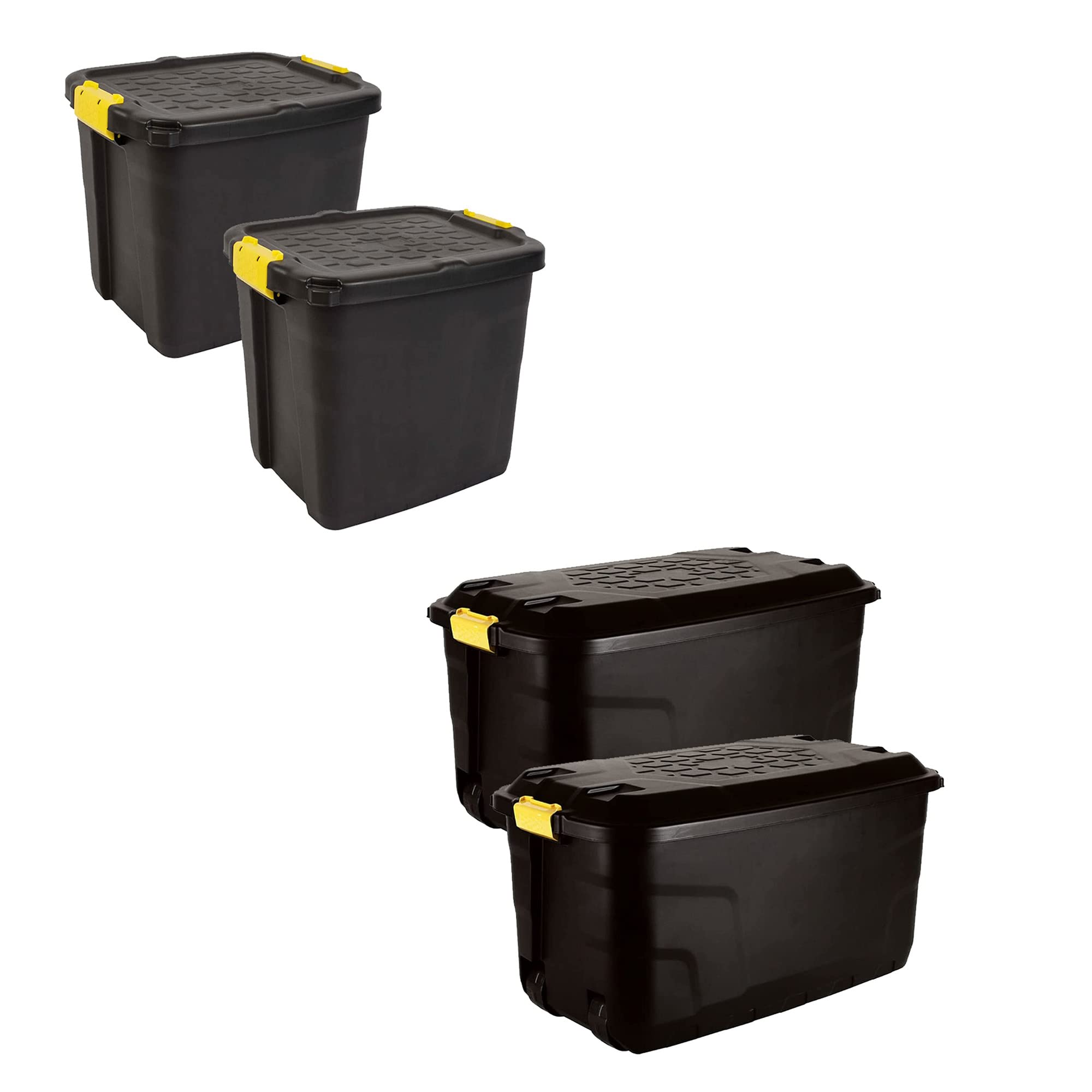 Pluto Packaging Heavy Duty Large Indoor Outdoor Black Storage Trunks ...