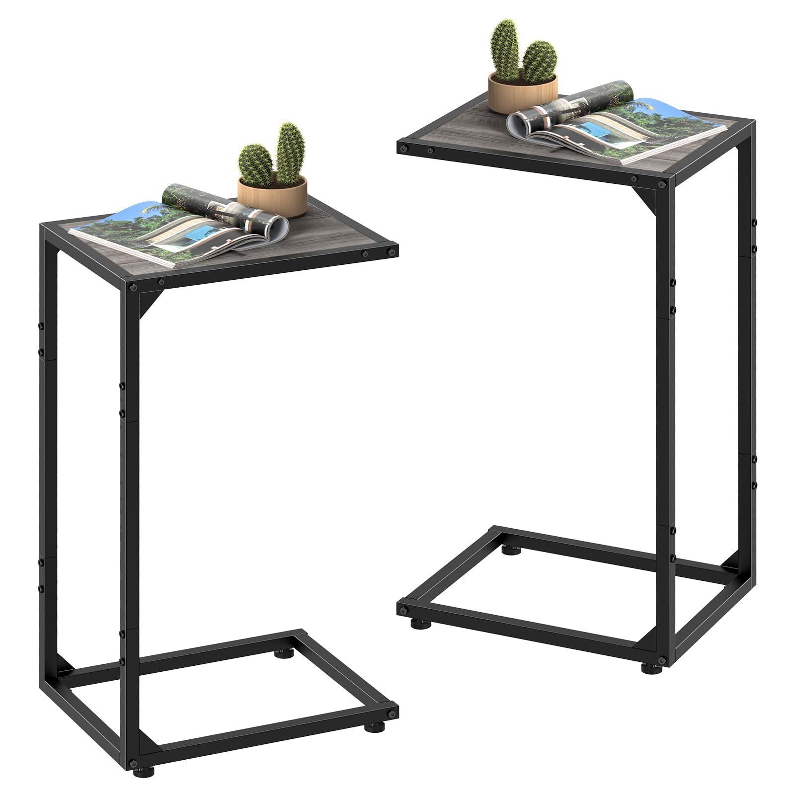 C Shaped End Table Set of 2, Snack Side Table, C Tables for Couch ...