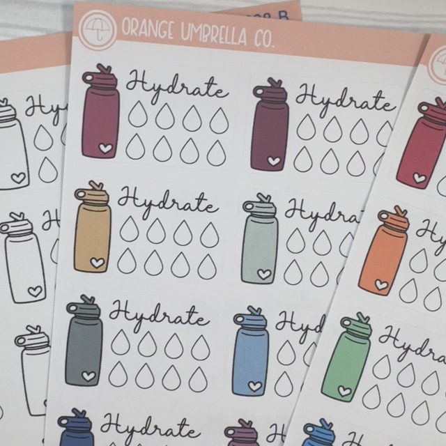 Daily Water Goal Water Tracking Stickers - Daily Hydration Goal ...