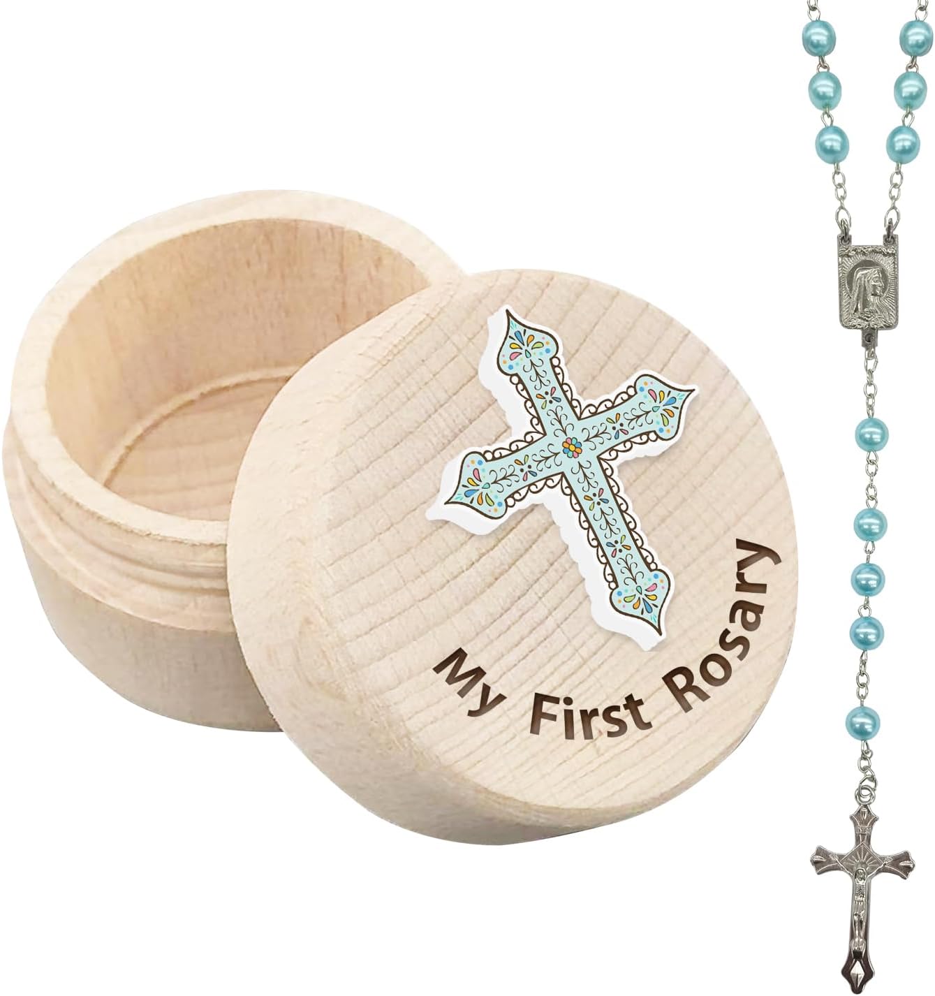 Amazon.com: Azbuk My First Rosary and Keepsake Box for Boys, Rosary ...