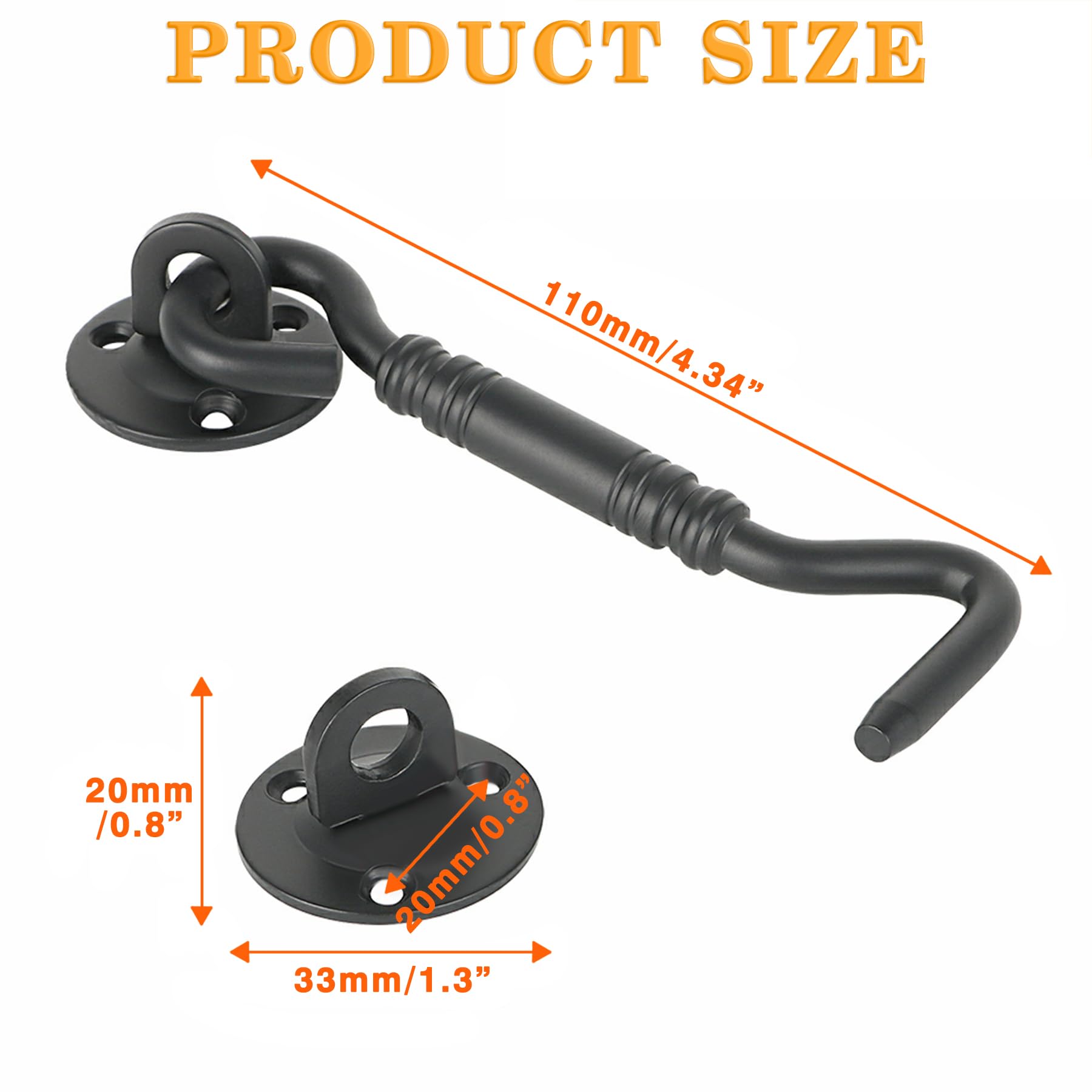 Snapklik.com : Hook And Eye Latch For Door,4 Barn Door Lock Gate Latch ...