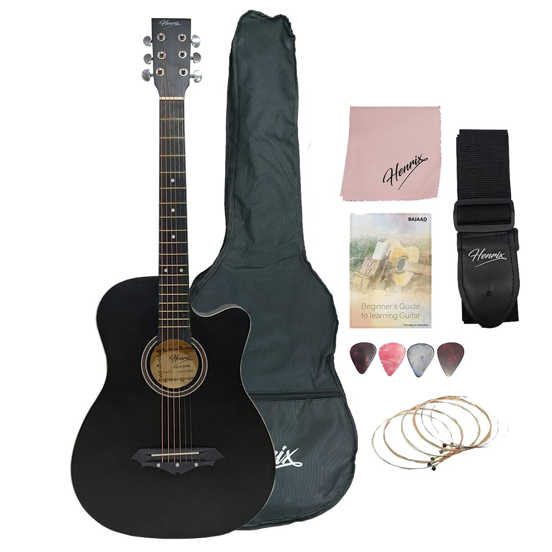 Henrix 38C PRO 38 Inch Cutaway Acoustic Guitar With with Die-cast ...