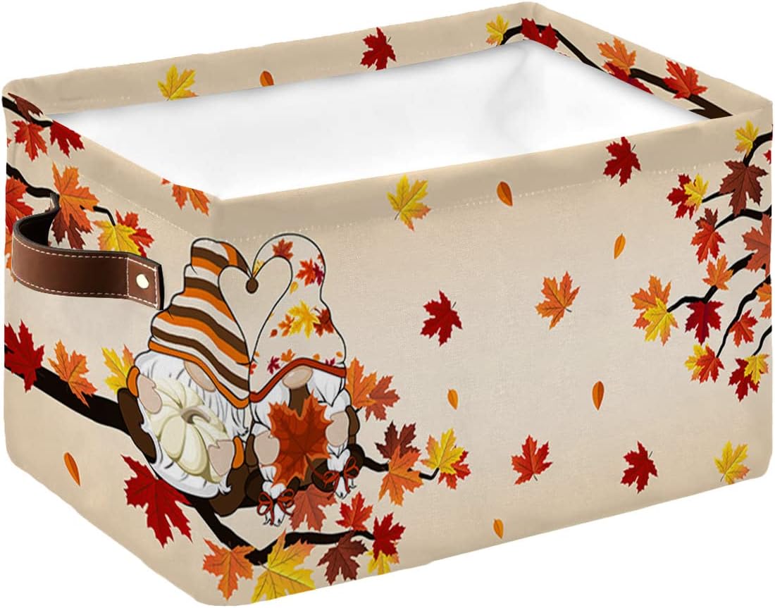 Amazon.com: Storage Bins,Fall Gnome Maple Leaves Storage Basket with ...